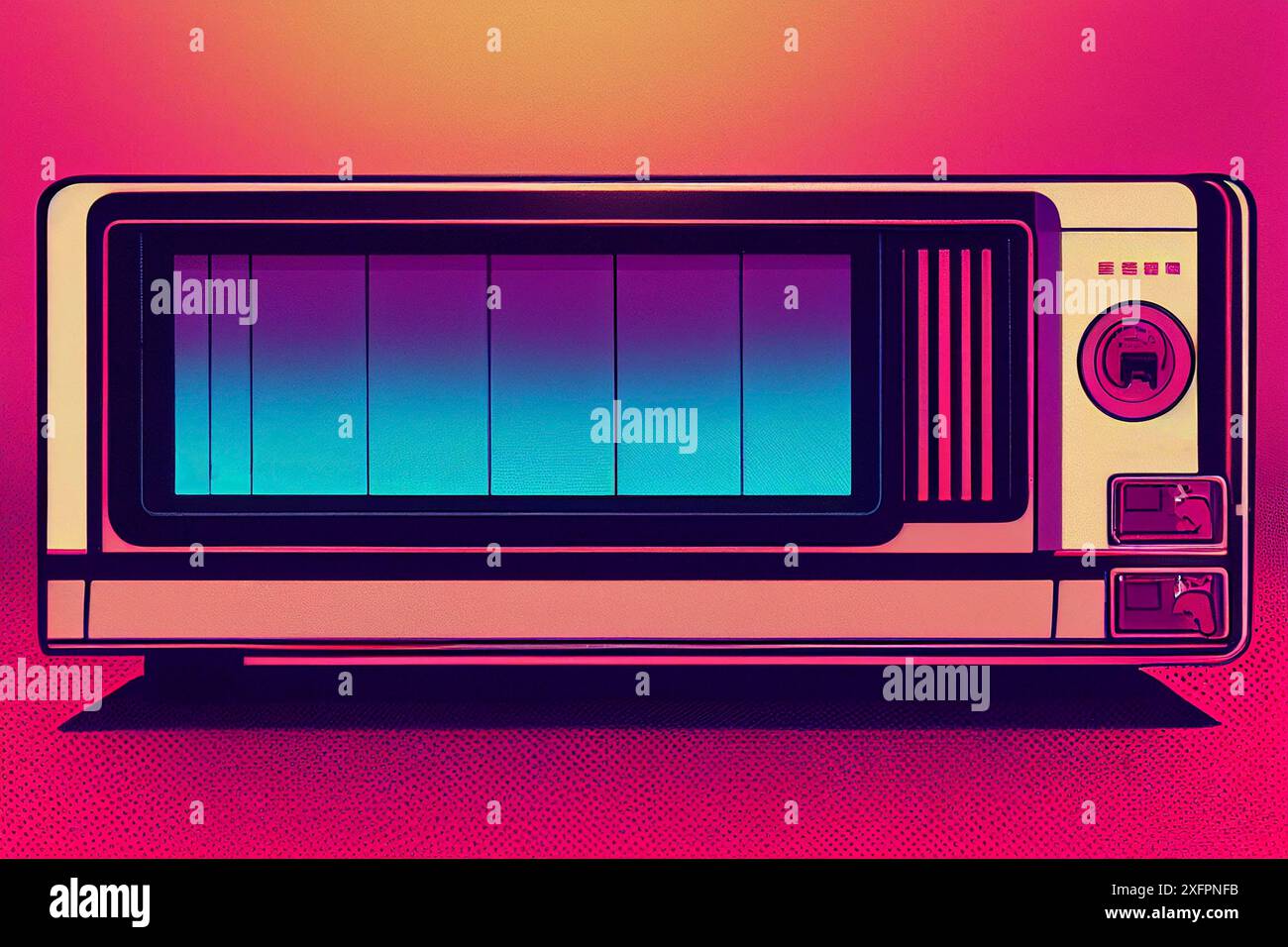 Radio tape recorder in retrowave 80s style, vibrant colors, music ...