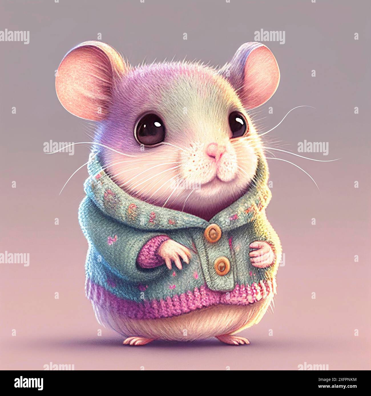 Cute baby mouse with clothes, pastel color, animal greeting card, fairy ...