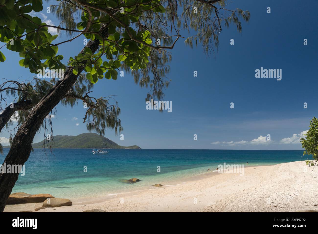 Nudey Beach with boat, Fitzroy Island, Tropical Far North Queensland ...