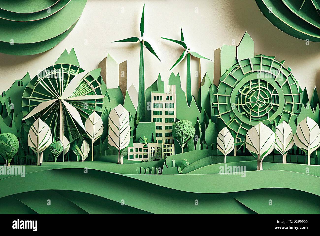Green eco friendly city with sustainable and renewable energy ...