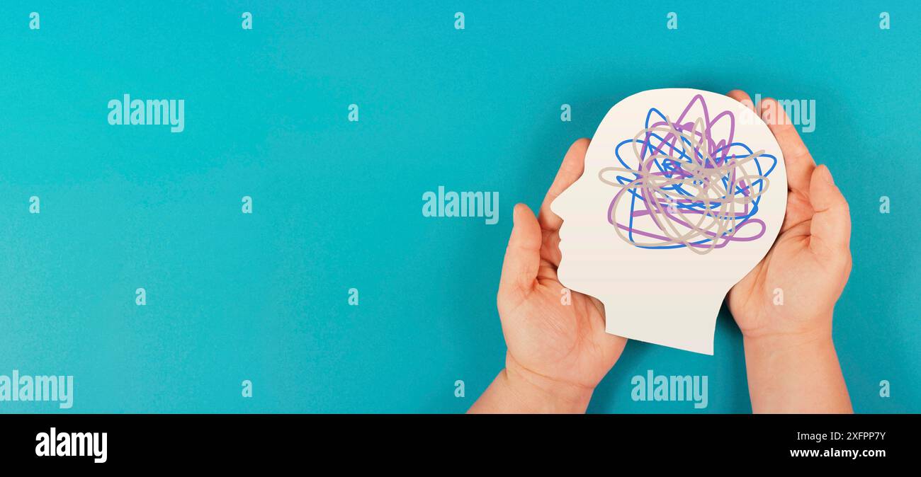 Hands holding human head, attention deficit hyperactivity disorder ...