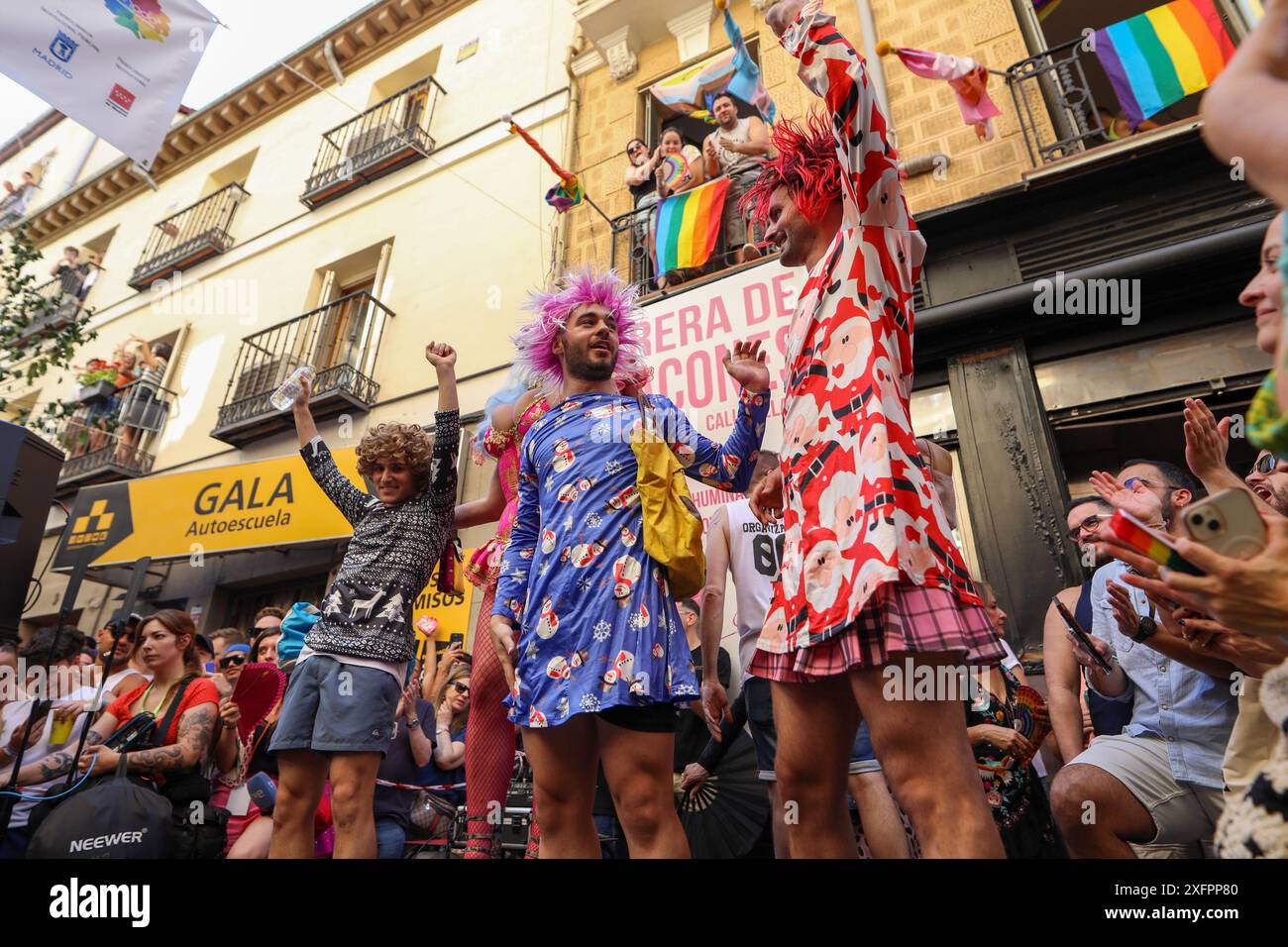 The winners of the high-heeled race held at the Chueca neighborhood of ...