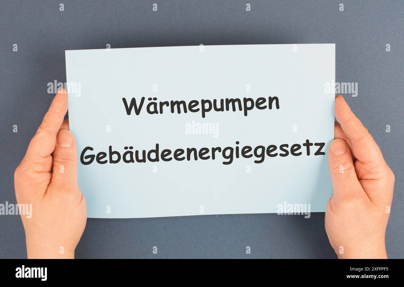 Heat pumps, new building energy act stands in german language on the ...