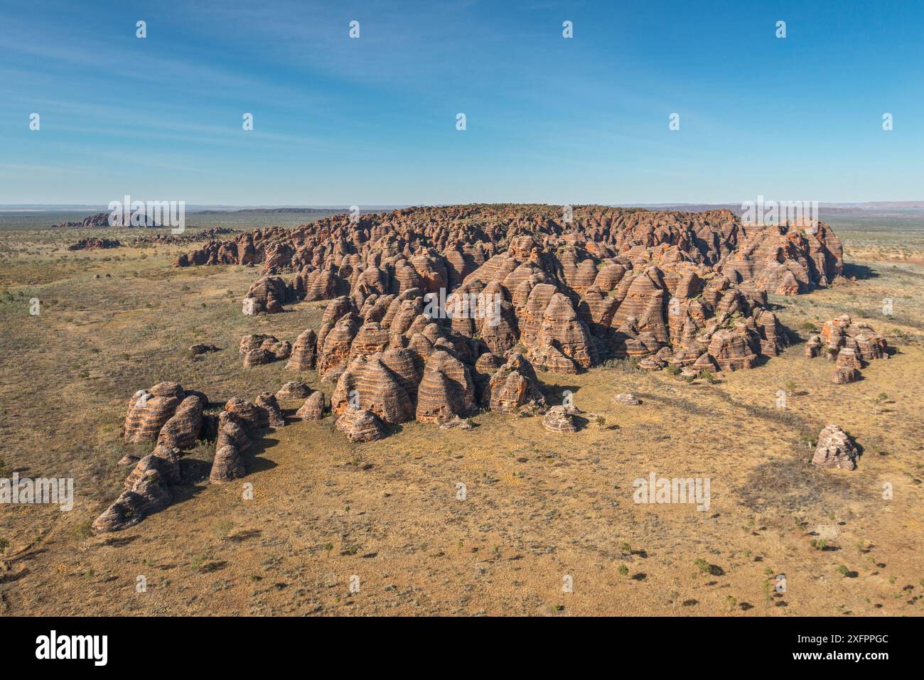 Aerial view of the Bungle Bungles. The rock formations are caused by ...