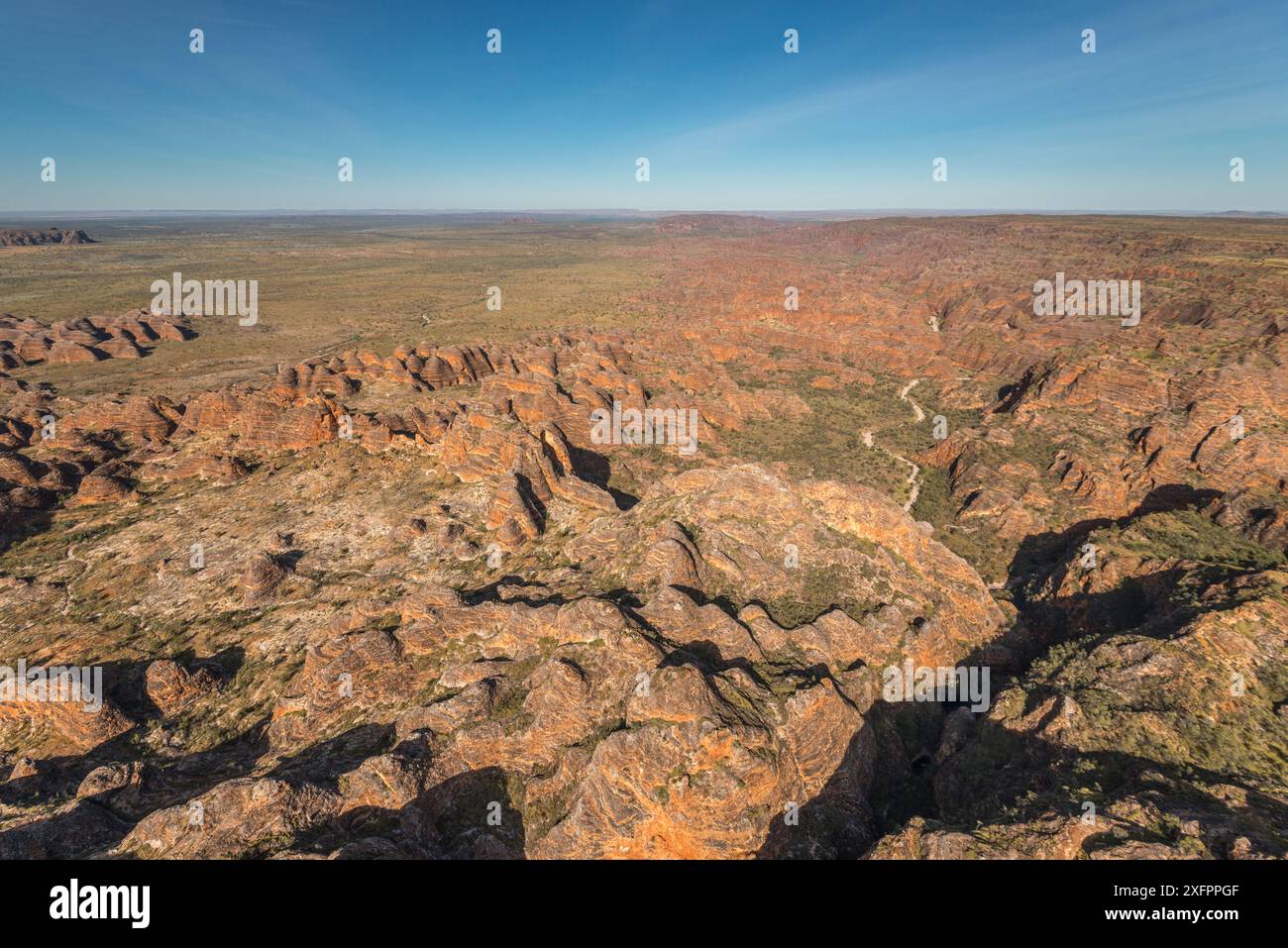 Aerial view of the Bungle Bungles. The rock formations are caused by ...