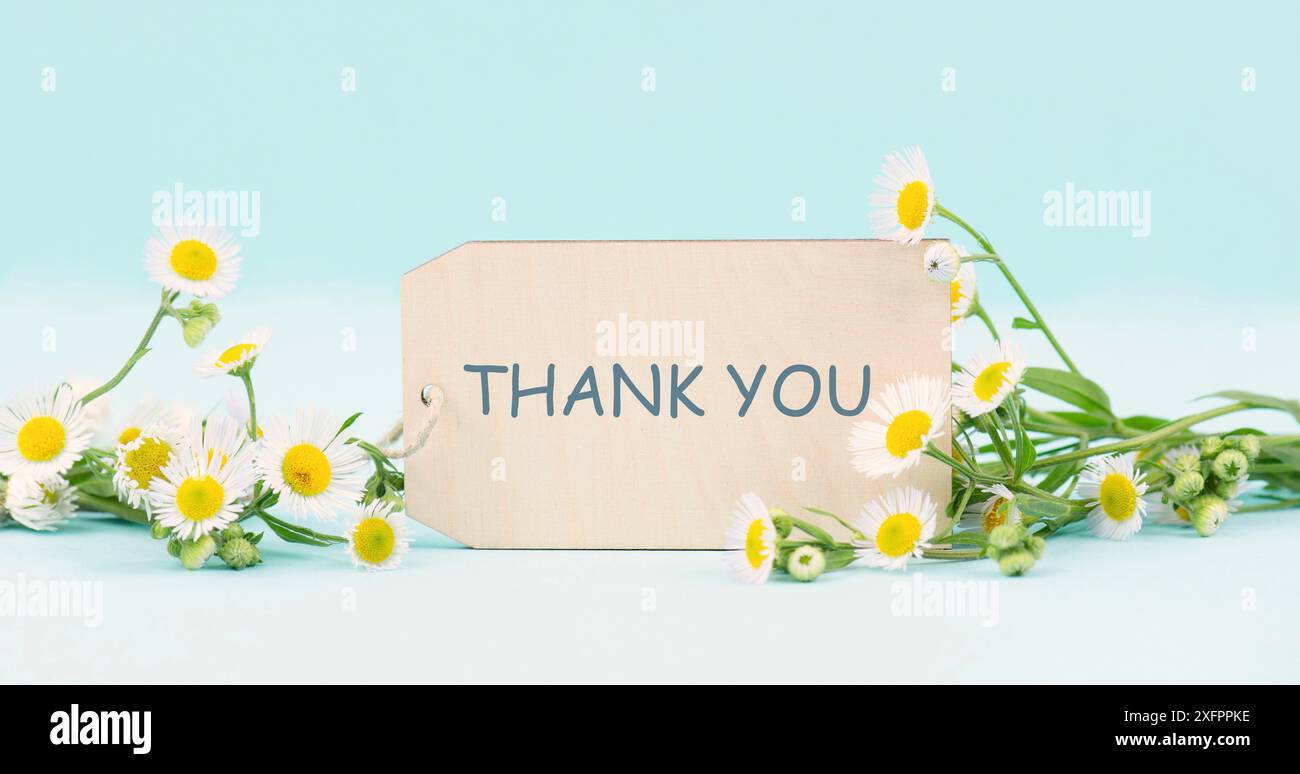 Thank you card surrounded by flowers, being thankful, support, help and ...