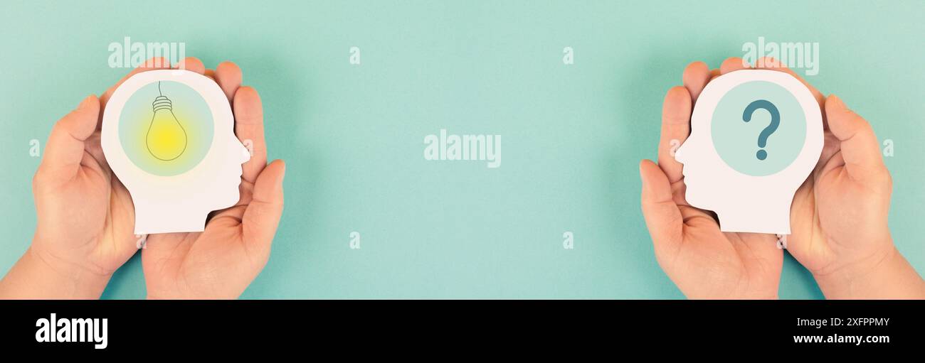 Brain with light bulb and mind with a question mark, creative ...