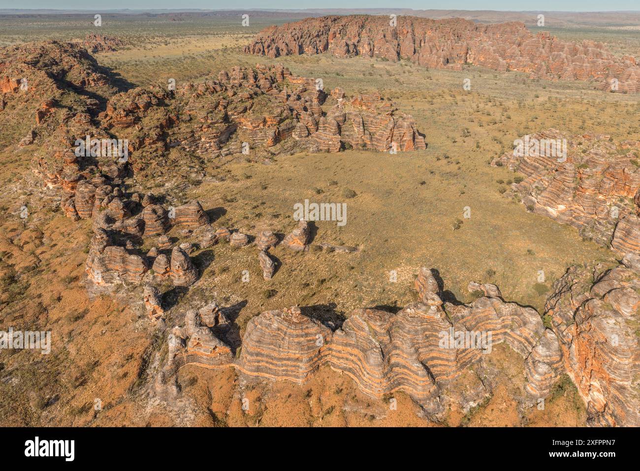 Aerial view of the Bungle Bungles. The rock formations are caused by ...
