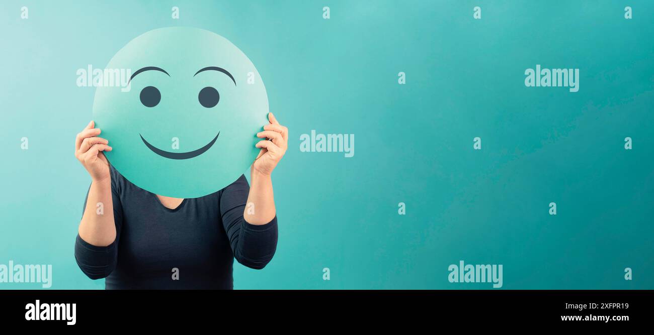 Head with a happy smiling face, mental health concept, positive ...