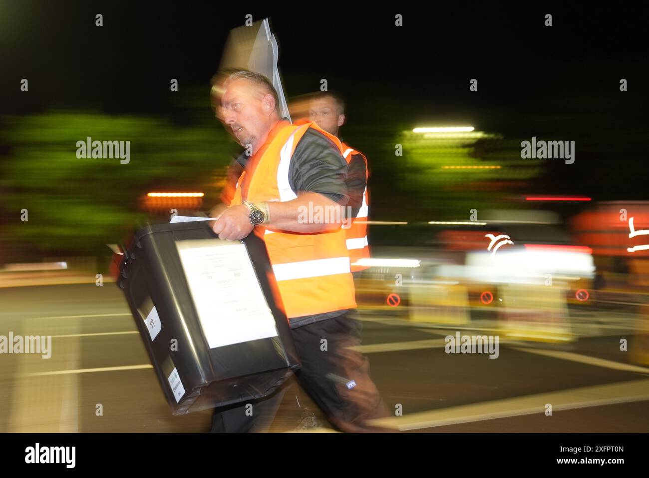 Ballot boxes arrive at Clacton Leisure Centre in Essex, during the ...