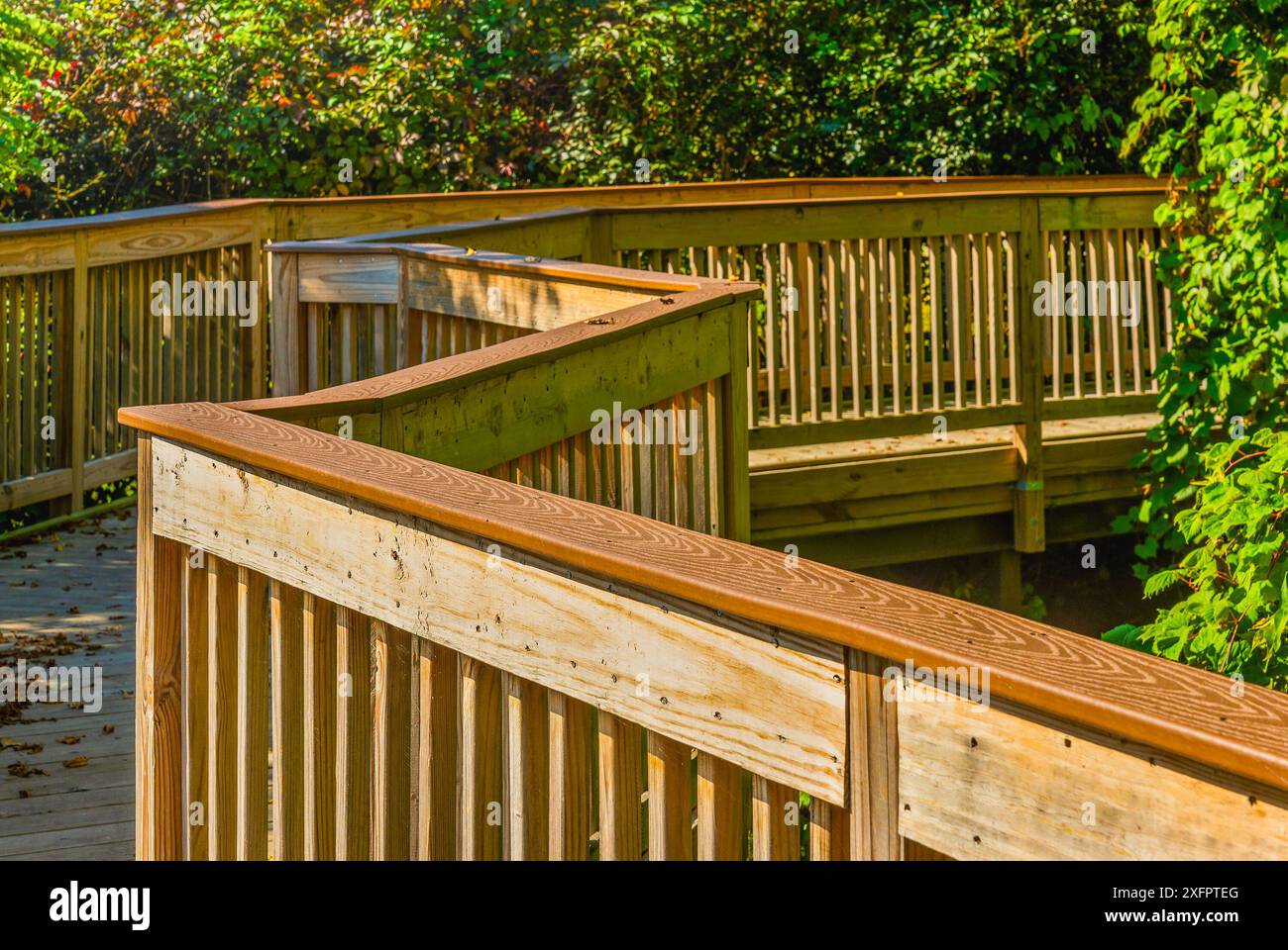 Custom wood deck overlooking Detroit River and Lake Erie Stock Photo ...