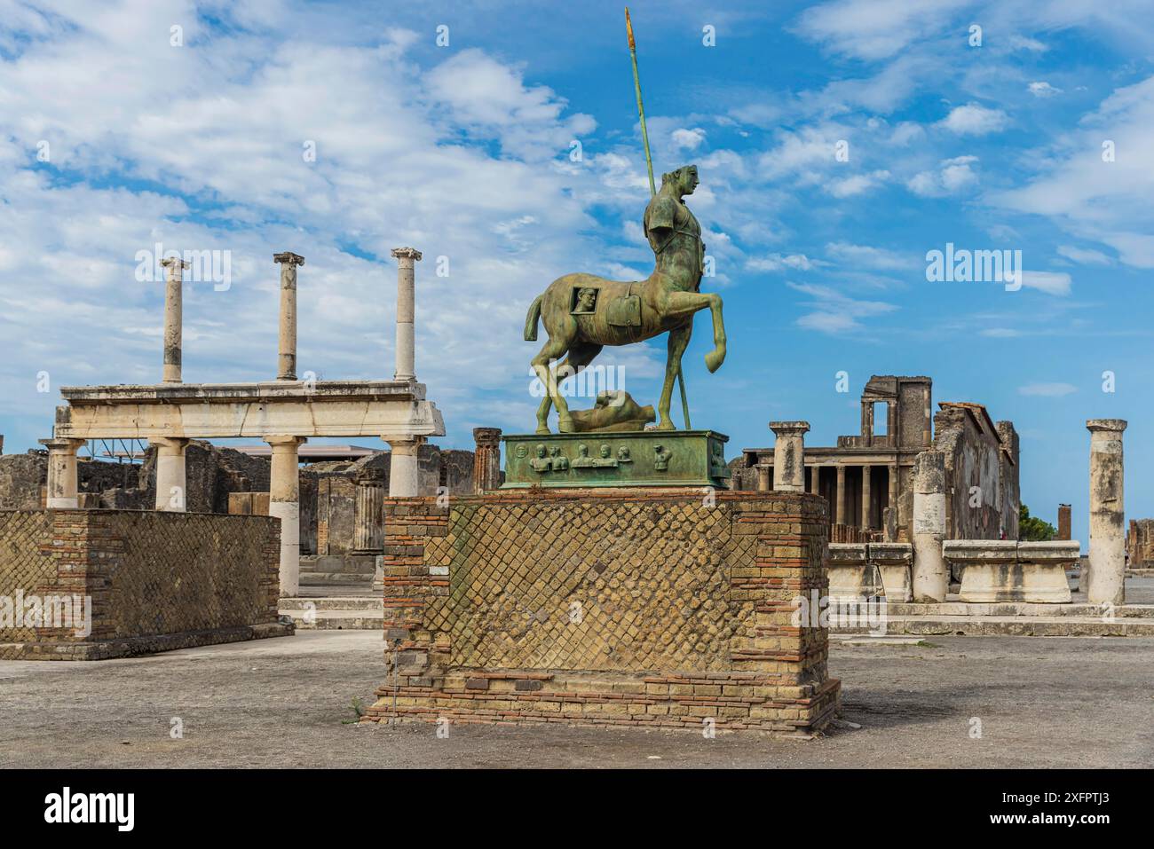 Centaur statue in the ruins of the ancient city of Pompeii Stock Photo ...