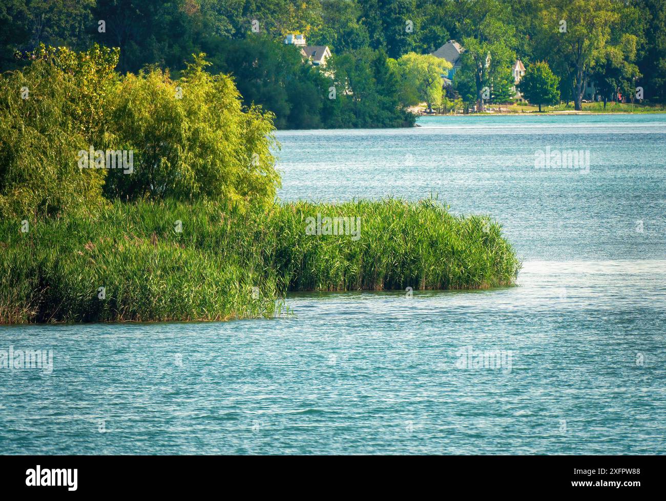 Scenic view of island in Detroit River south greenery Stock Photo - Alamy