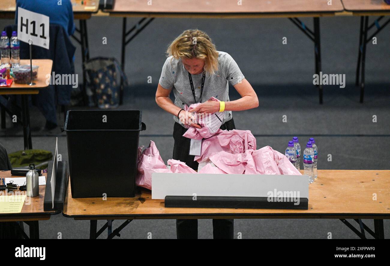 Brighton UK 4th July 2024 - Postal votes arrive as the count begins at ...