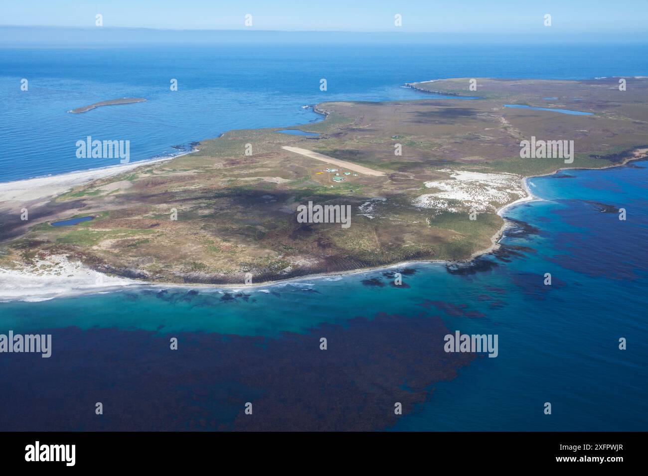 Aerial view of part of Sealion Island, Falkland Islands, December 2016 ...