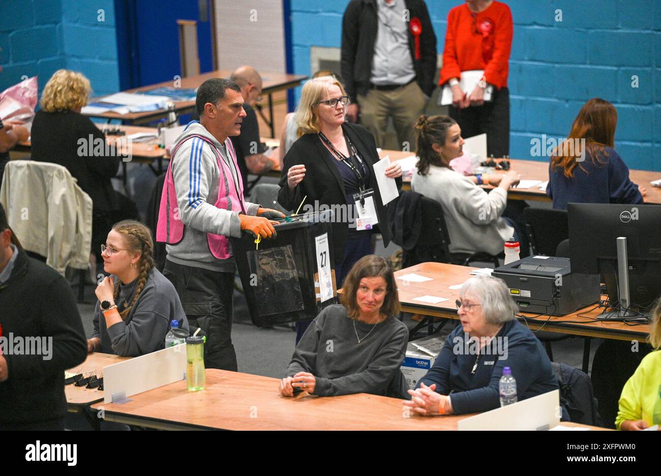 Brighton UK 4th July 2024 - Ballot boxes start to arrive as the count ...