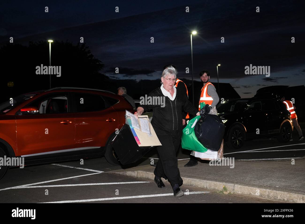 Ballot boxes arrive at Alive Lynnsport in King's Lynn, Norfolk, during ...