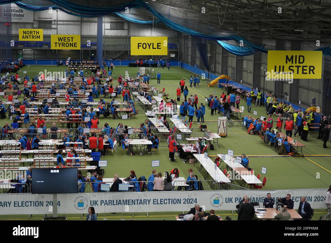 Meadowbank Sports Arena, Magherafelt, during the count for the 2024 ...