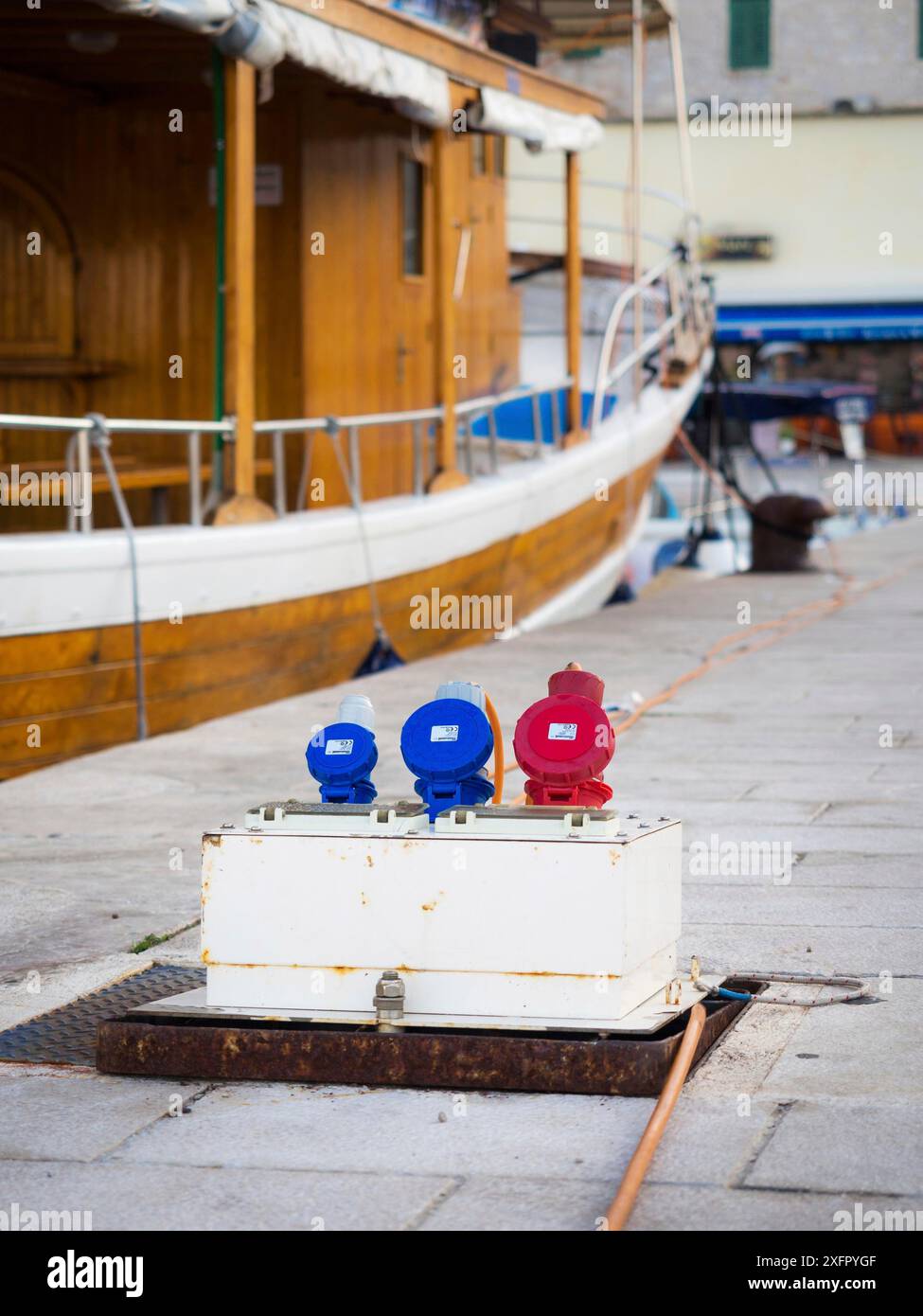 Power supply for electric boat charging Stock Photo - Alamy