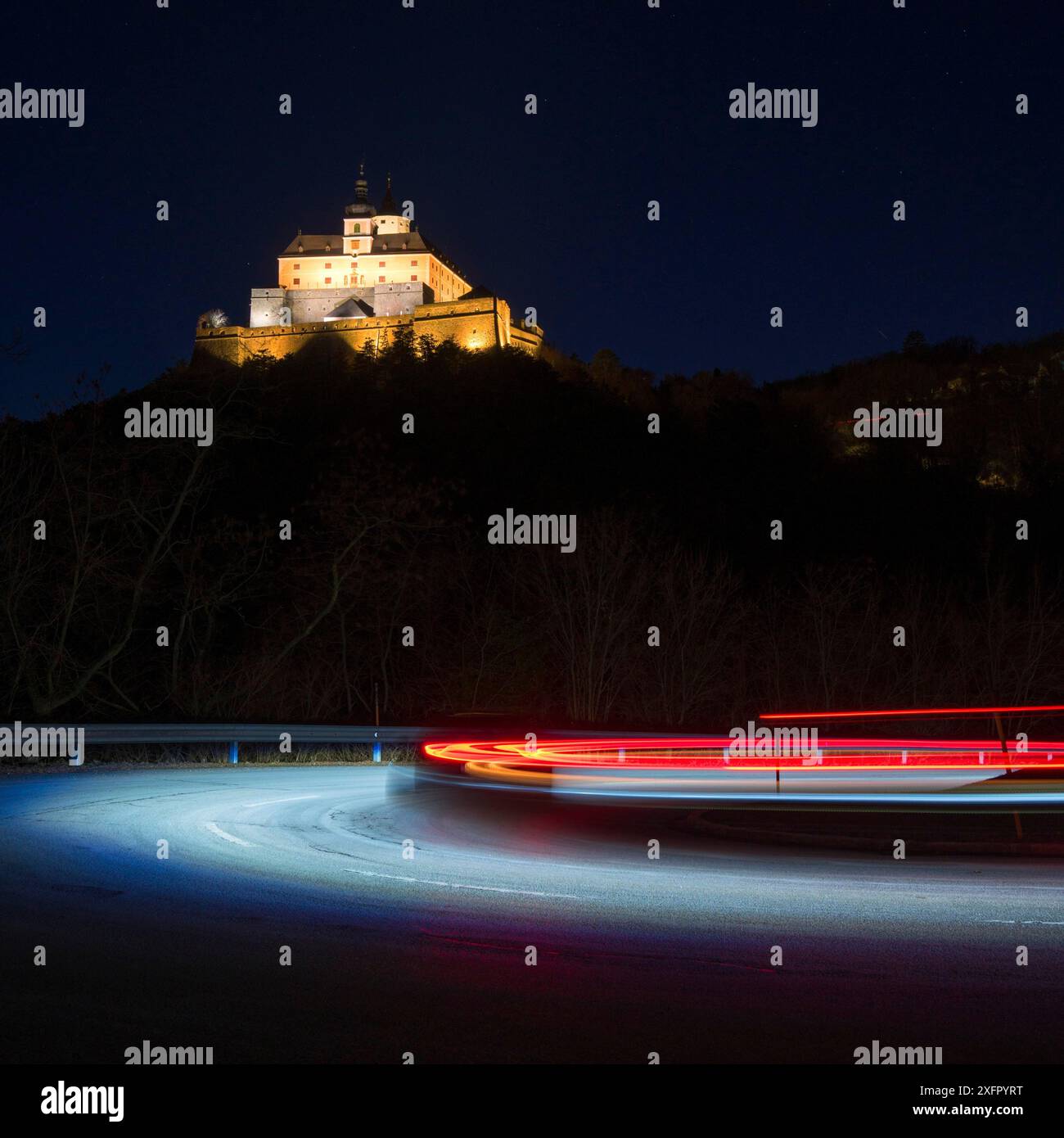 Castle of Forchtenstein in Burgenland by night Stock Photo - Alamy