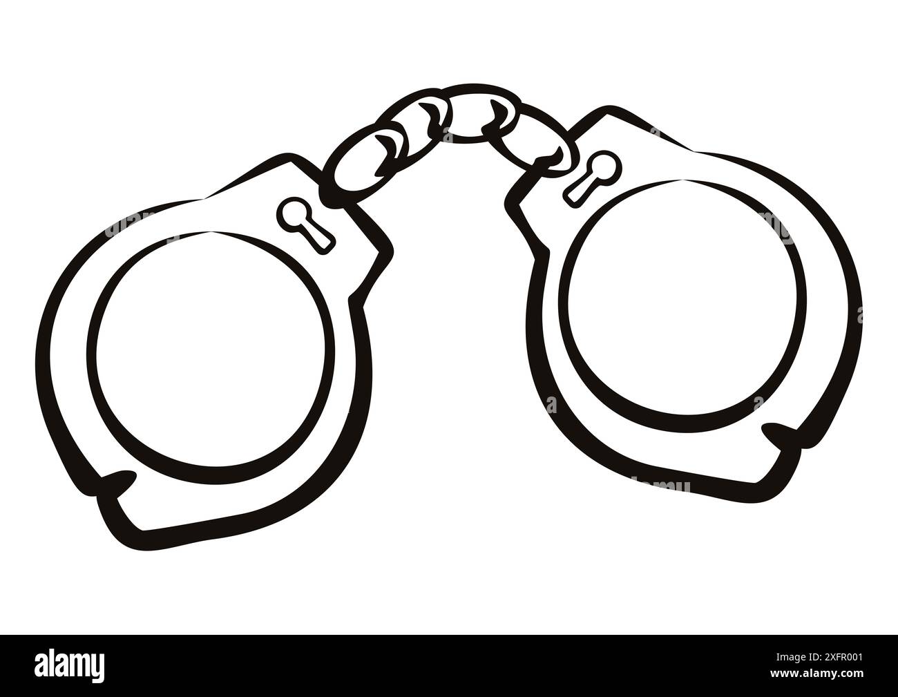 Drawing showing classic police handcuffs Stock Photo - Alamy