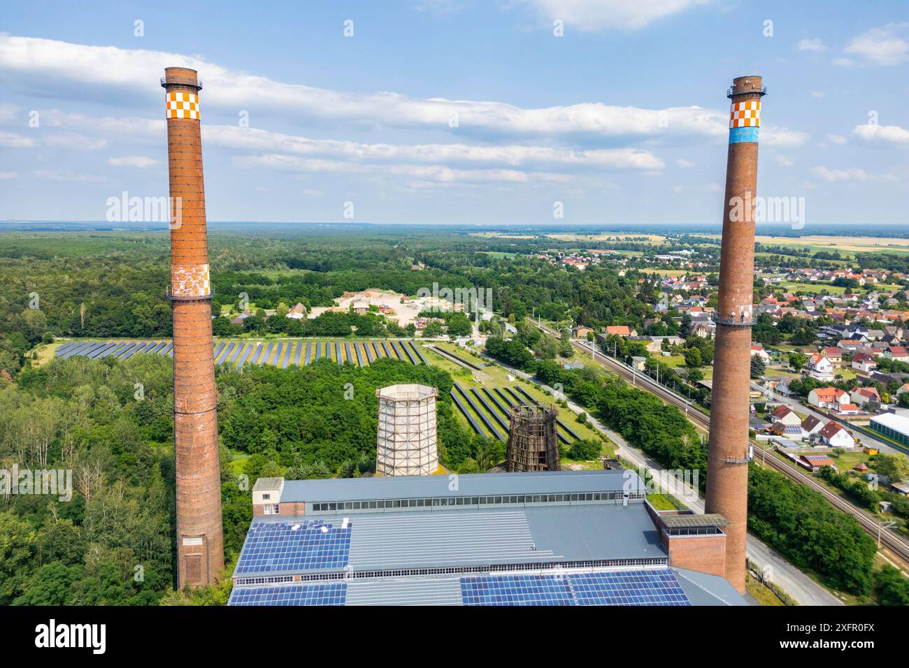 Aerial view, drone photo: Industrial monument decommissioned lignite ...