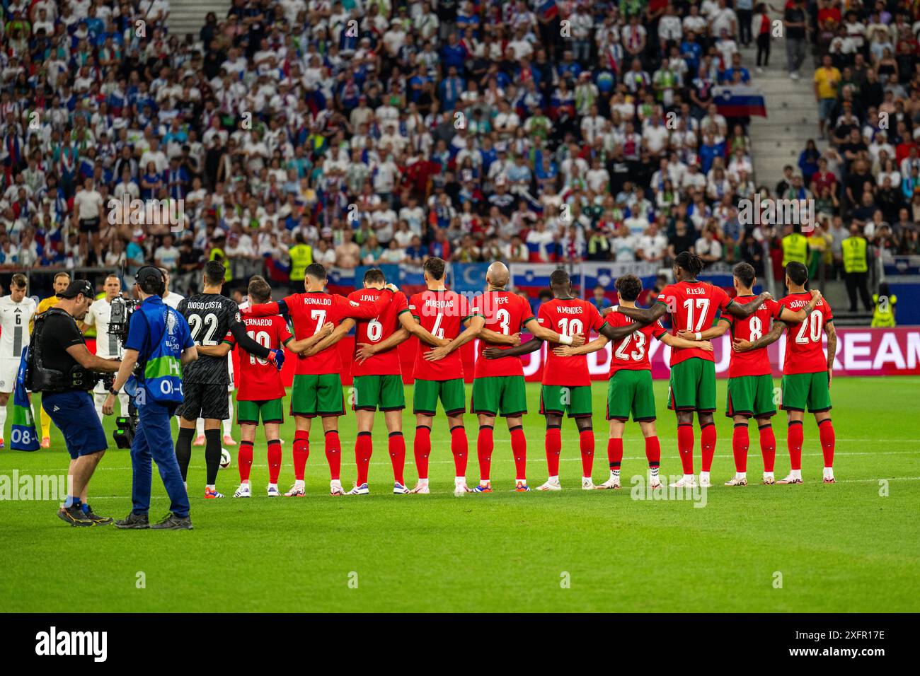 Frankfurt, Germany. 01st, July 2024. The players of Portugal line up ...
