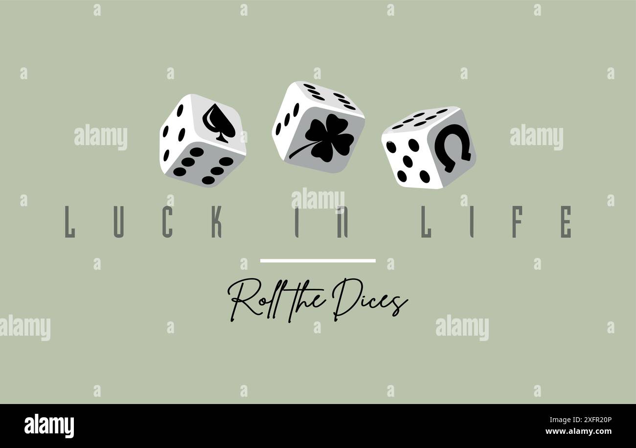 Vector illustration of dice with lucky symbols Stock Vector Image & Art ...