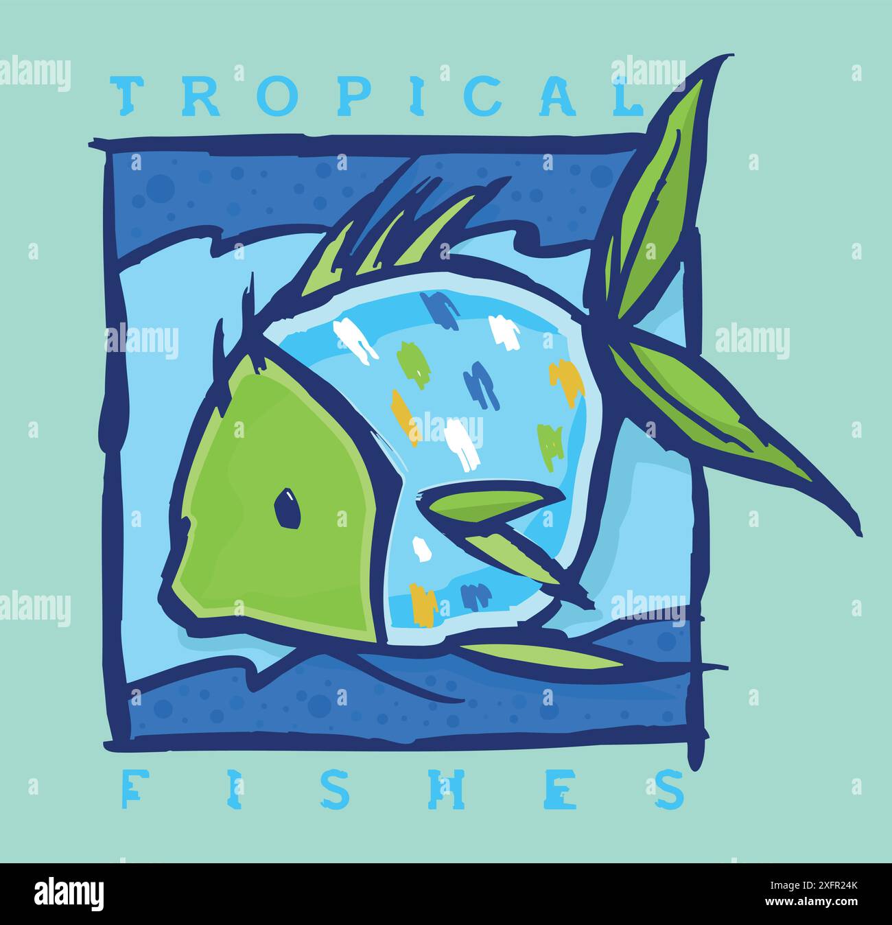 ector illustration of stylized tropical fish. Art in free and irregular ...