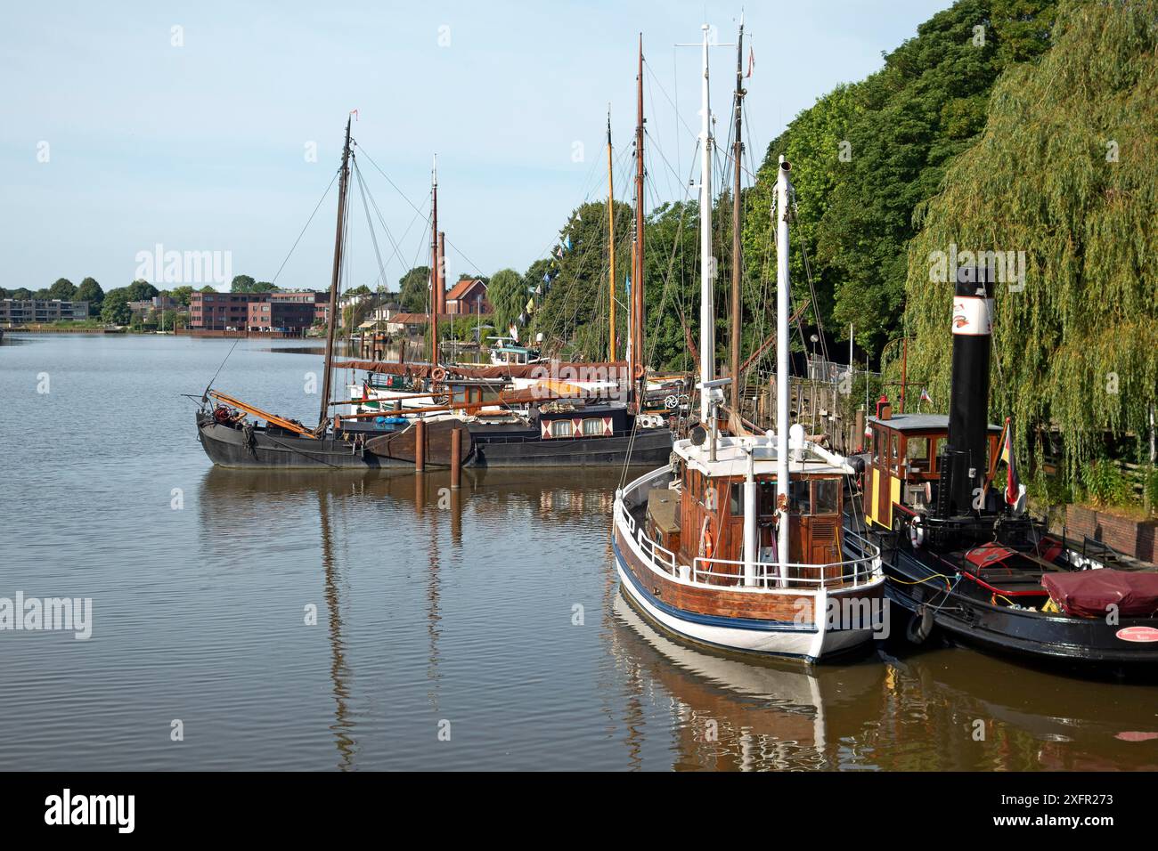 Traditional ships, museum harbour, Leer, East Frisia, Germany Stock ...