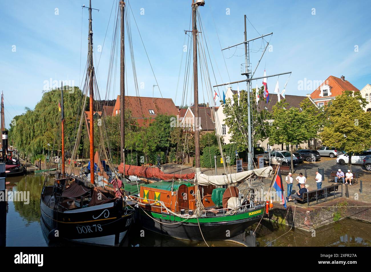 Traditional ships, museum harbour, Leer, East Frisia, Germany Stock ...