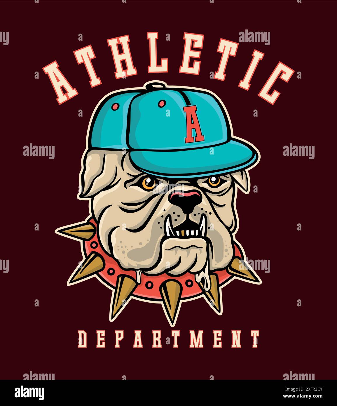Vector illustration of bulldog with cap in mascot style. Art with ...
