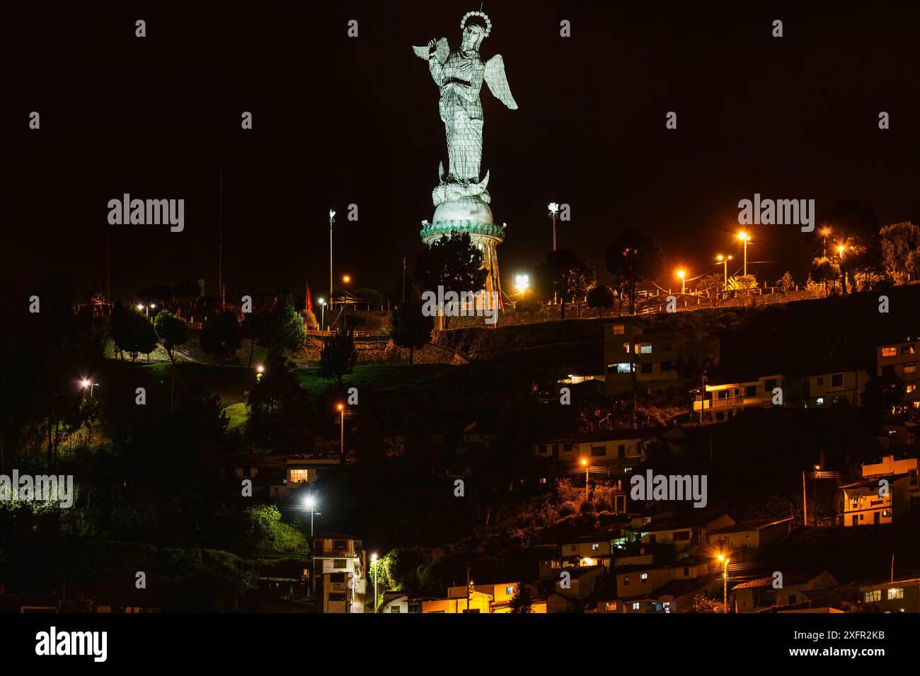 The iconic hilltop Virgin of Quito statue in aluminium panels ...
