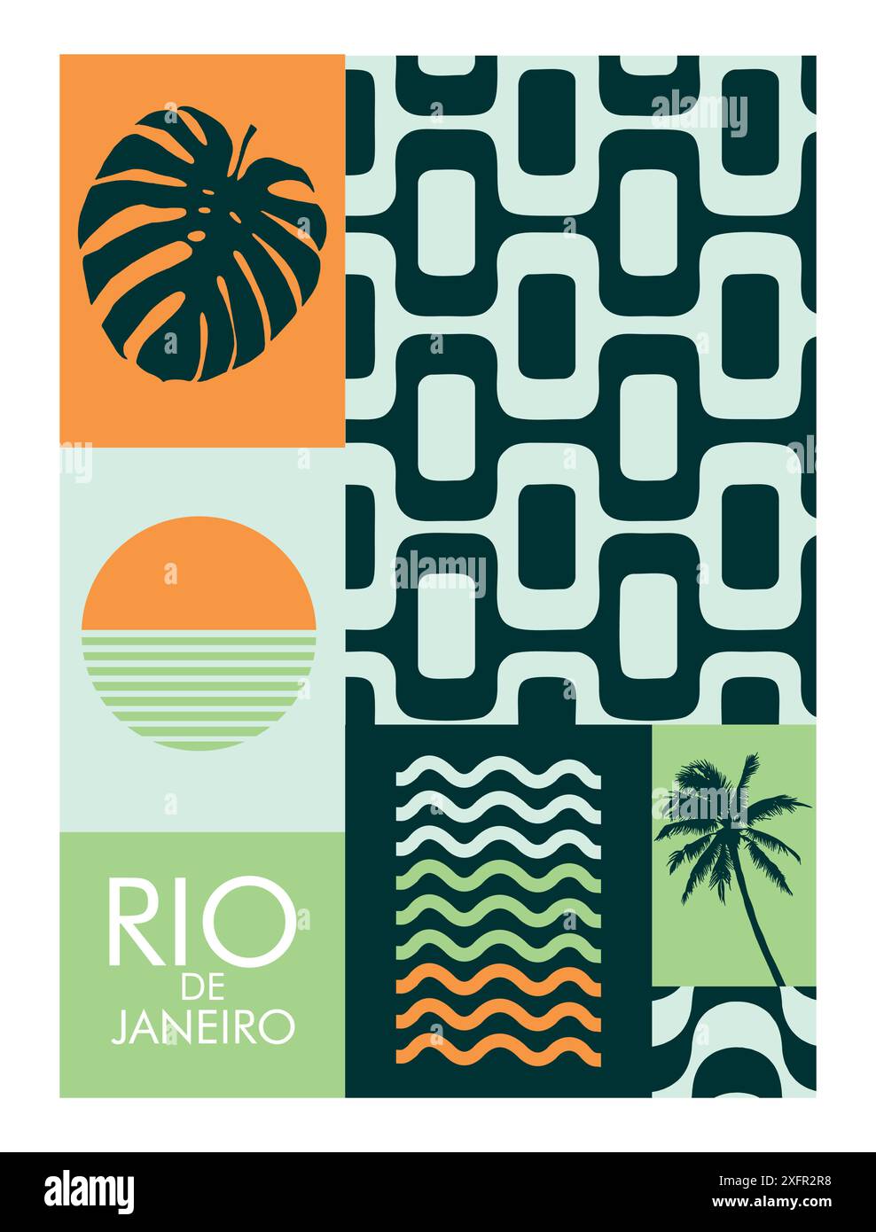 Vector illustration of graphic elements alluding to the city of Rio de ...