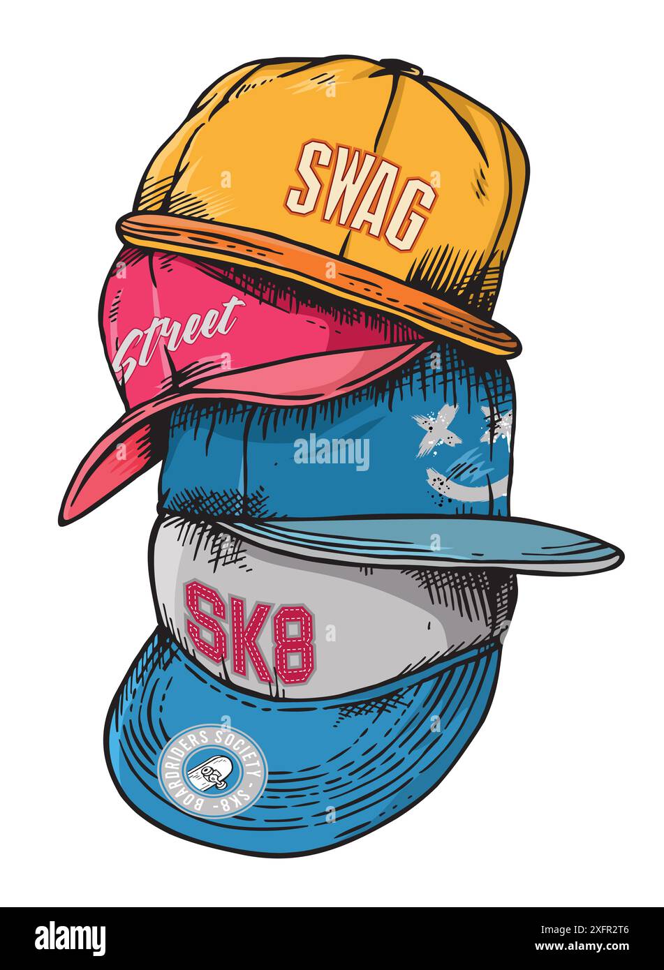 Handmade vector illustration of stacked caps. Editable design in free ...