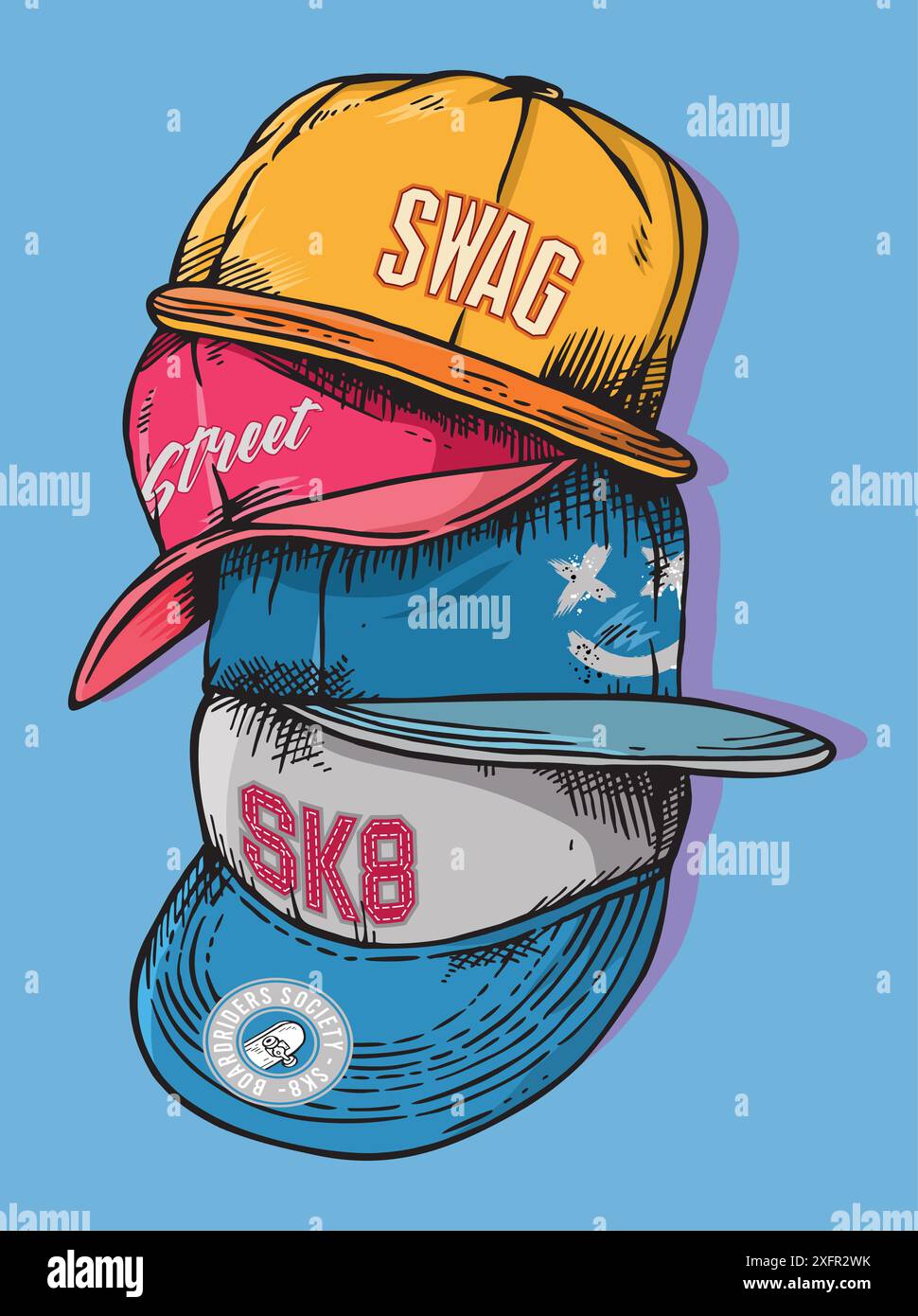 Handmade vector illustration of stacked caps. Editable design in free ...