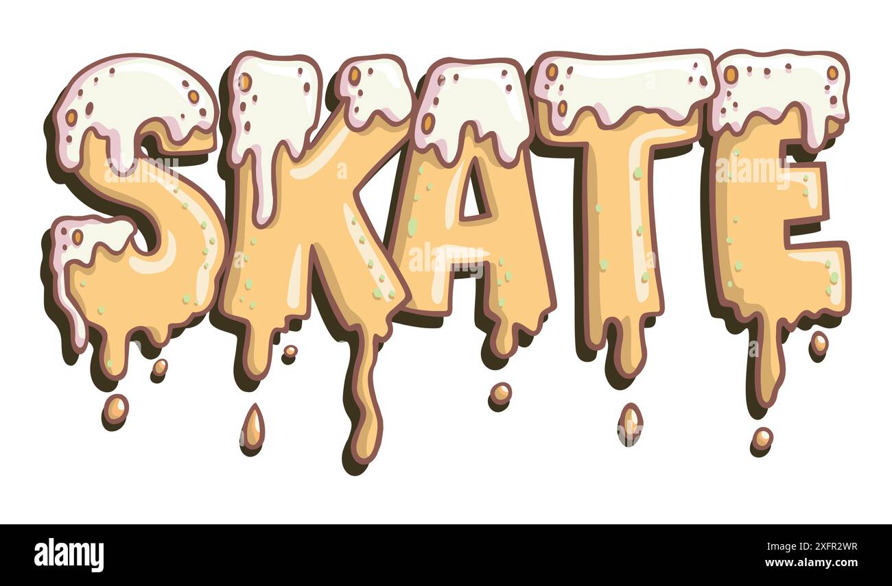 Creative and dynamic lettering illustration with the word skateboard ...
