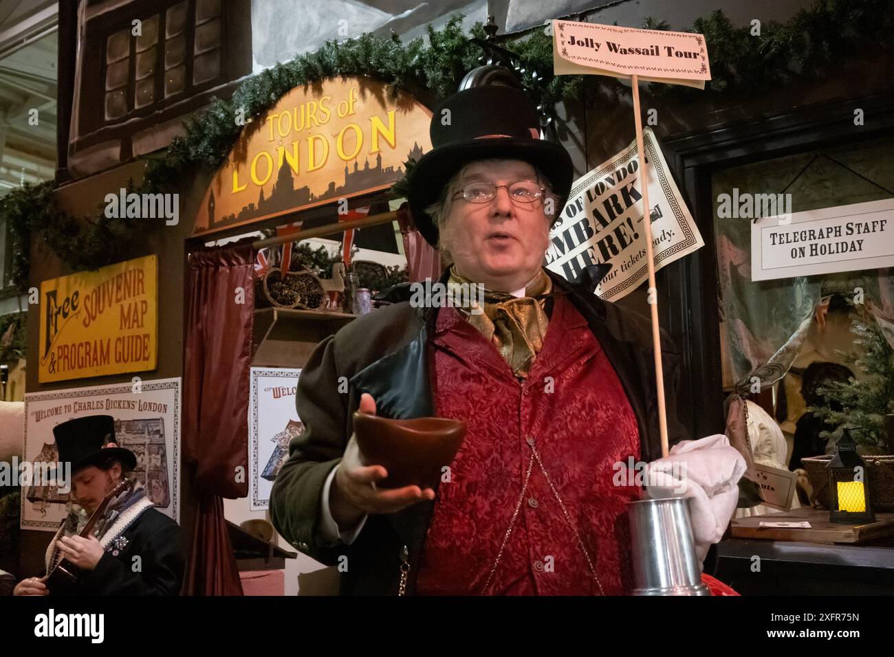San Francisco, CA, USA. December 16, 2023. Gentleman offering a tour of ...