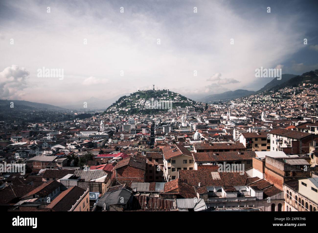 Panoramic view of Quito, Ecuador, highlighting the iconic Panecillo ...