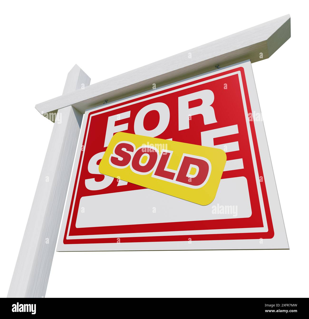 Right Facing Sold For Sale Real Estate Sign Isolated on a White ...