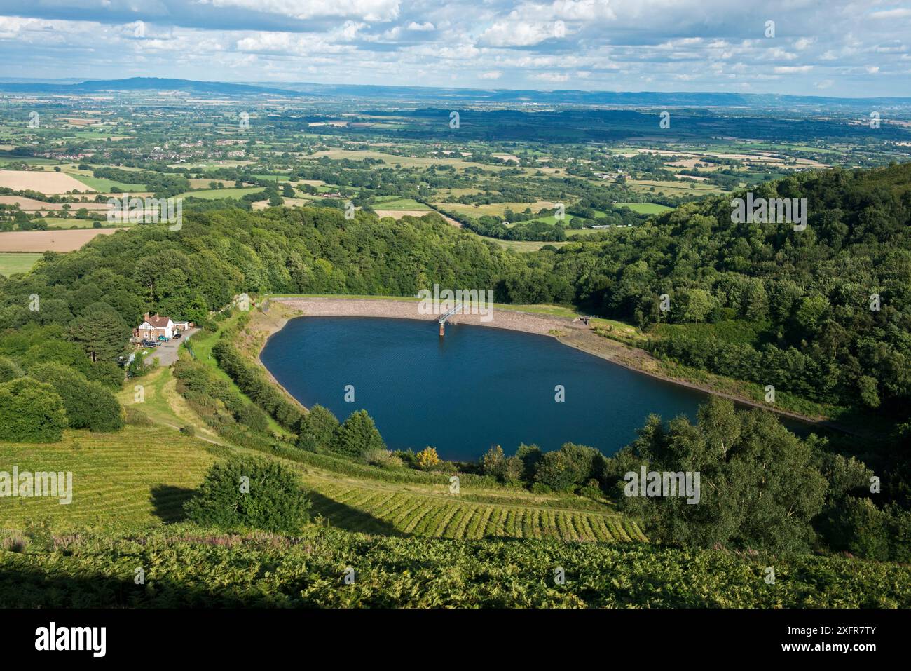 View from the Malvern Hills AONB of British Camp Reservoir, the ...
