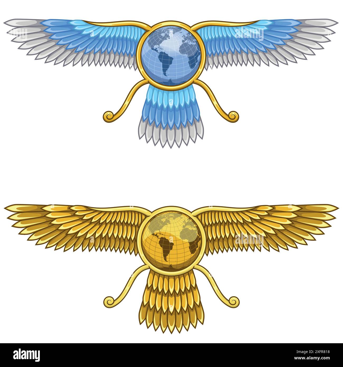 Vector design of Faravahar symbol, winged sun disk, symbol of ...