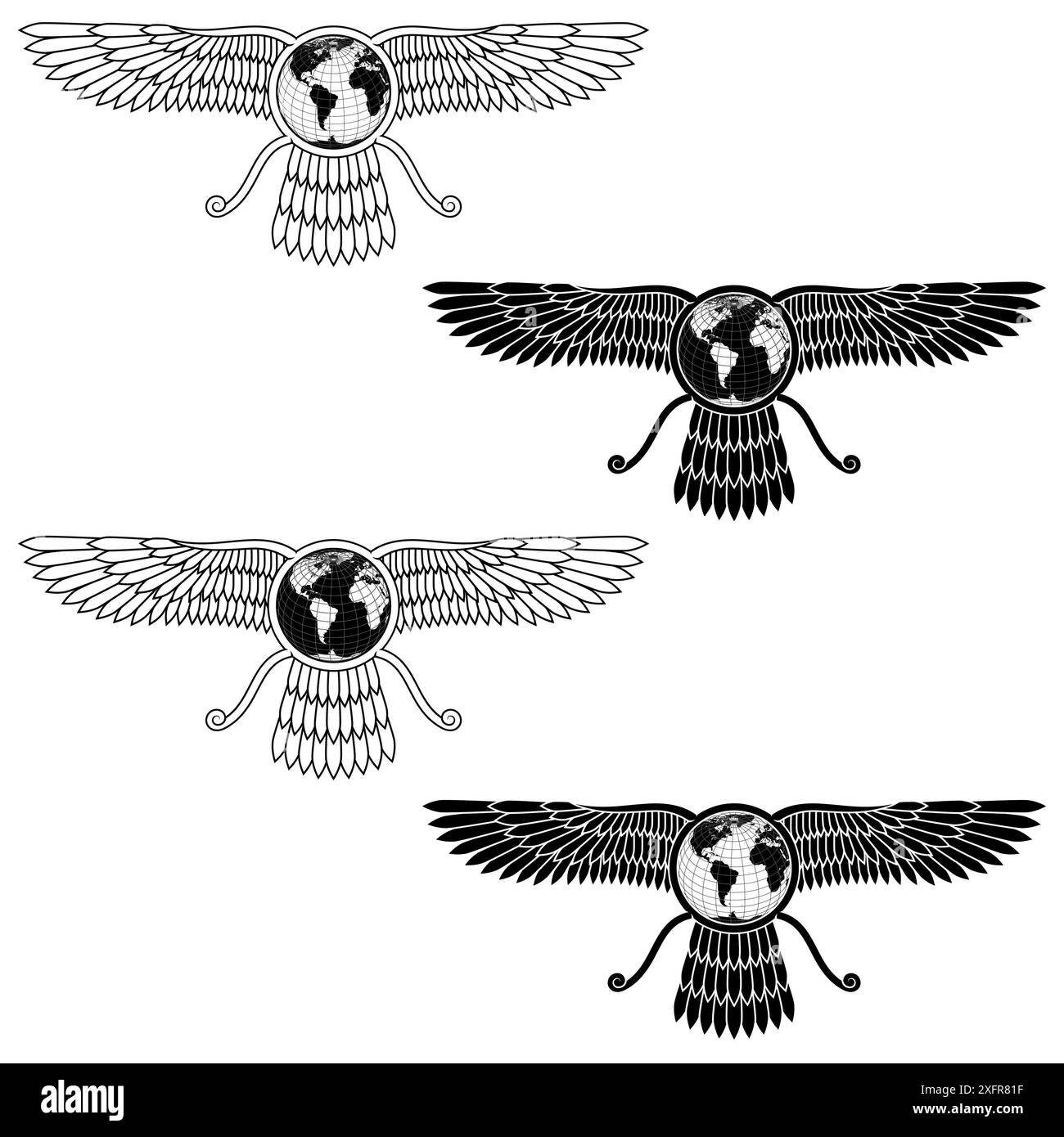 Vector design of Faravahar symbol, winged sun disk, symbol of ...