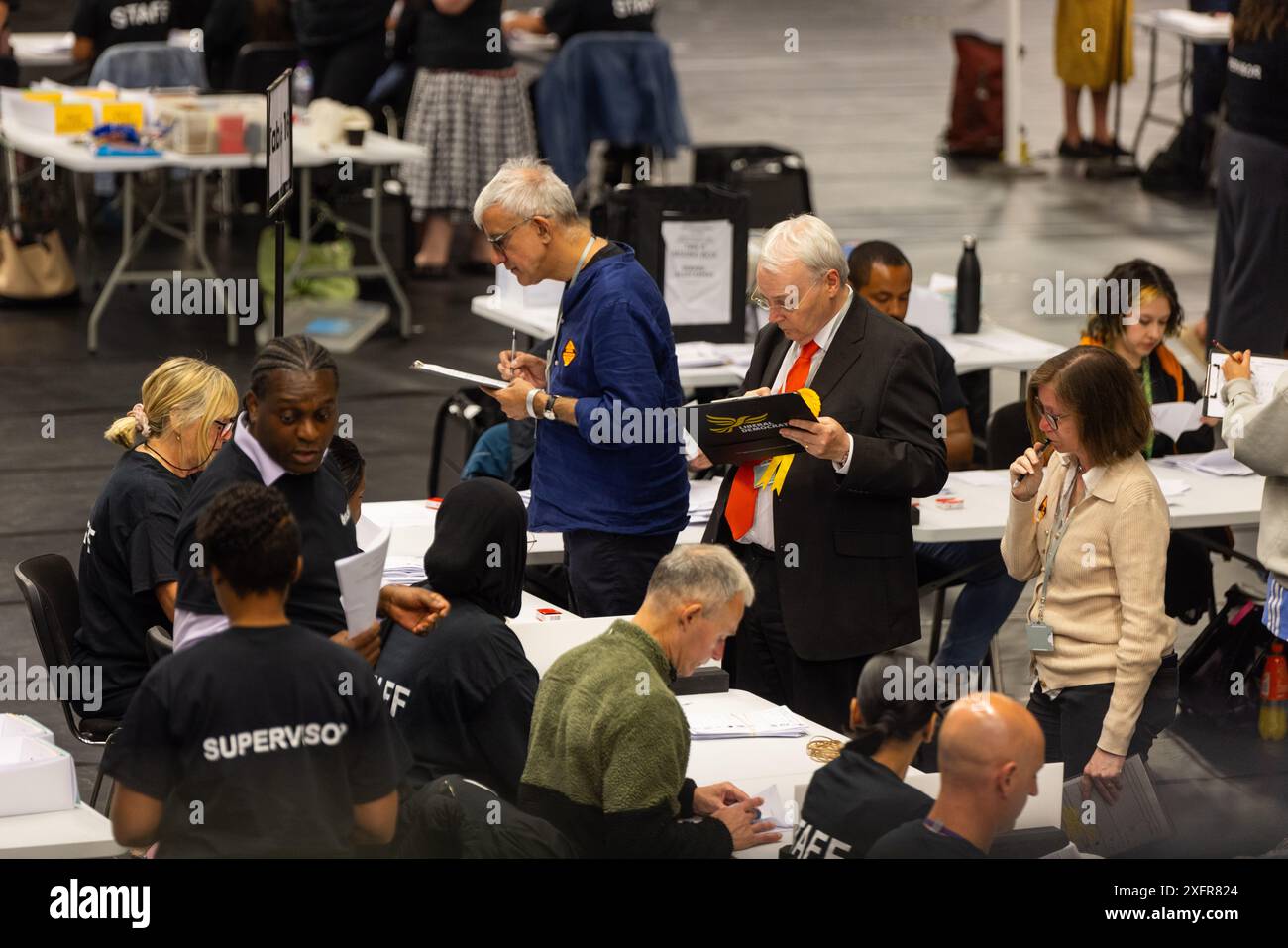 London, UK. 04 JUL, 2024. Observers monitor vote counting at the count ...