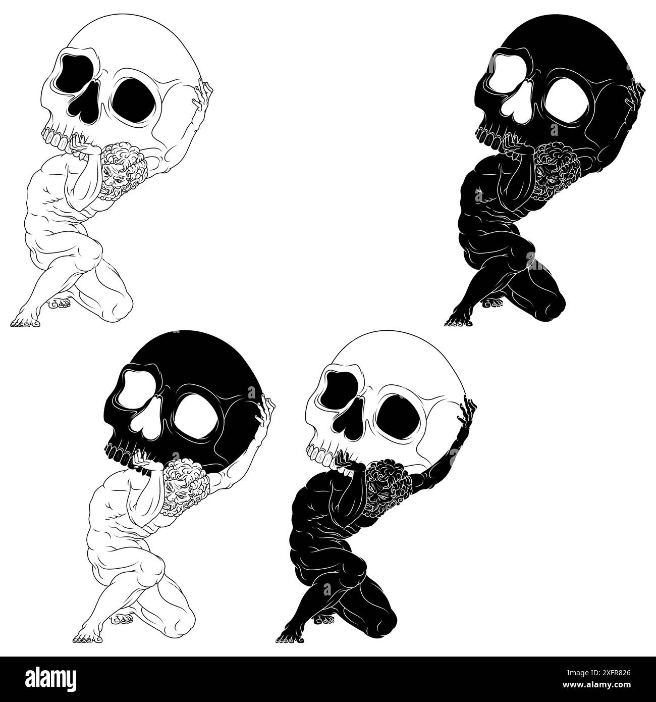 Vector design of the titan Atlas holding a skull on his shoulders ...