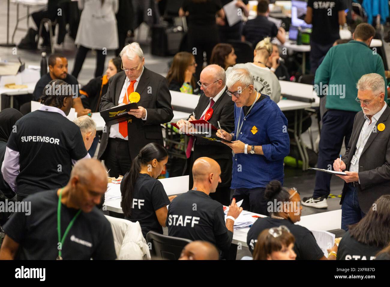 London, UK. 04 JUL, 2024. Observers monitor vote counting at the count ...