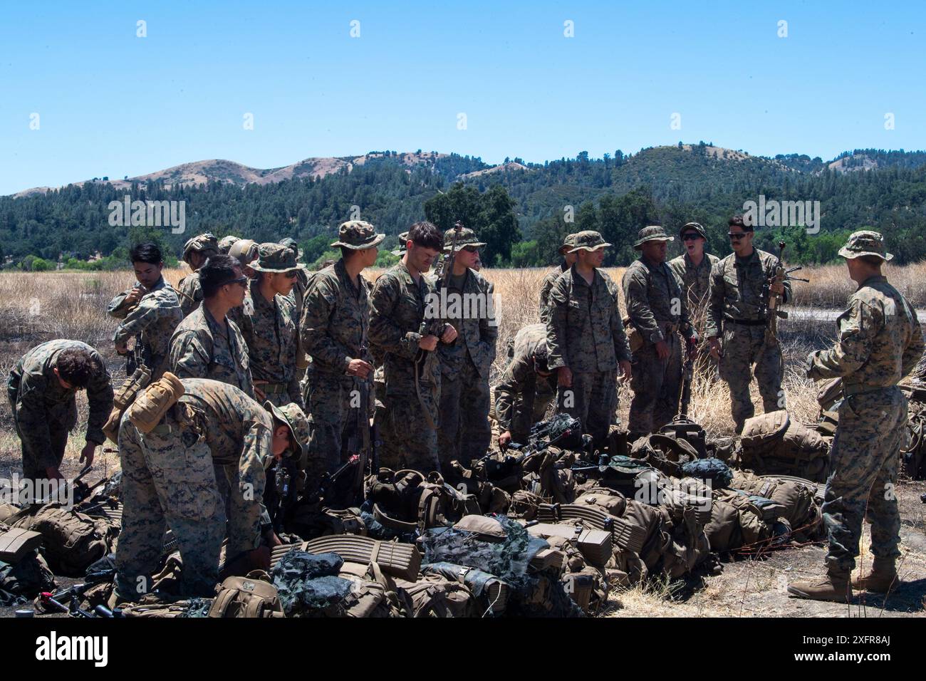 U.S. Marine Corps Marines with the V17 Suicide Charley Company perform ...