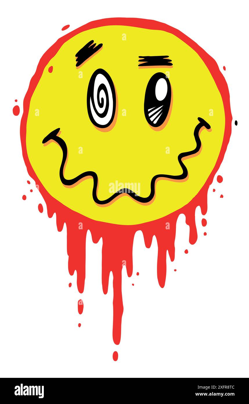 Vector illustration of minimalistic face with dripping paint. Art in ...
