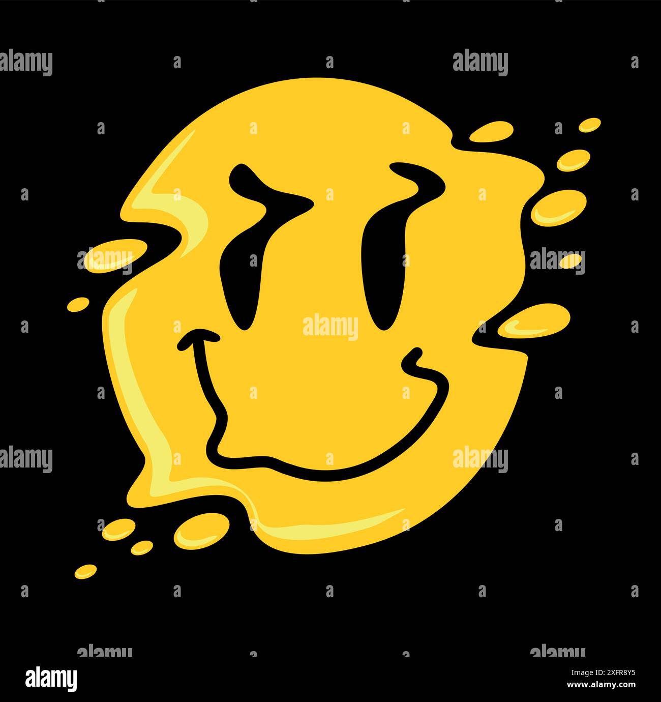 Vector illustration of minimalistic distorted smiling face. Artwork in ...
