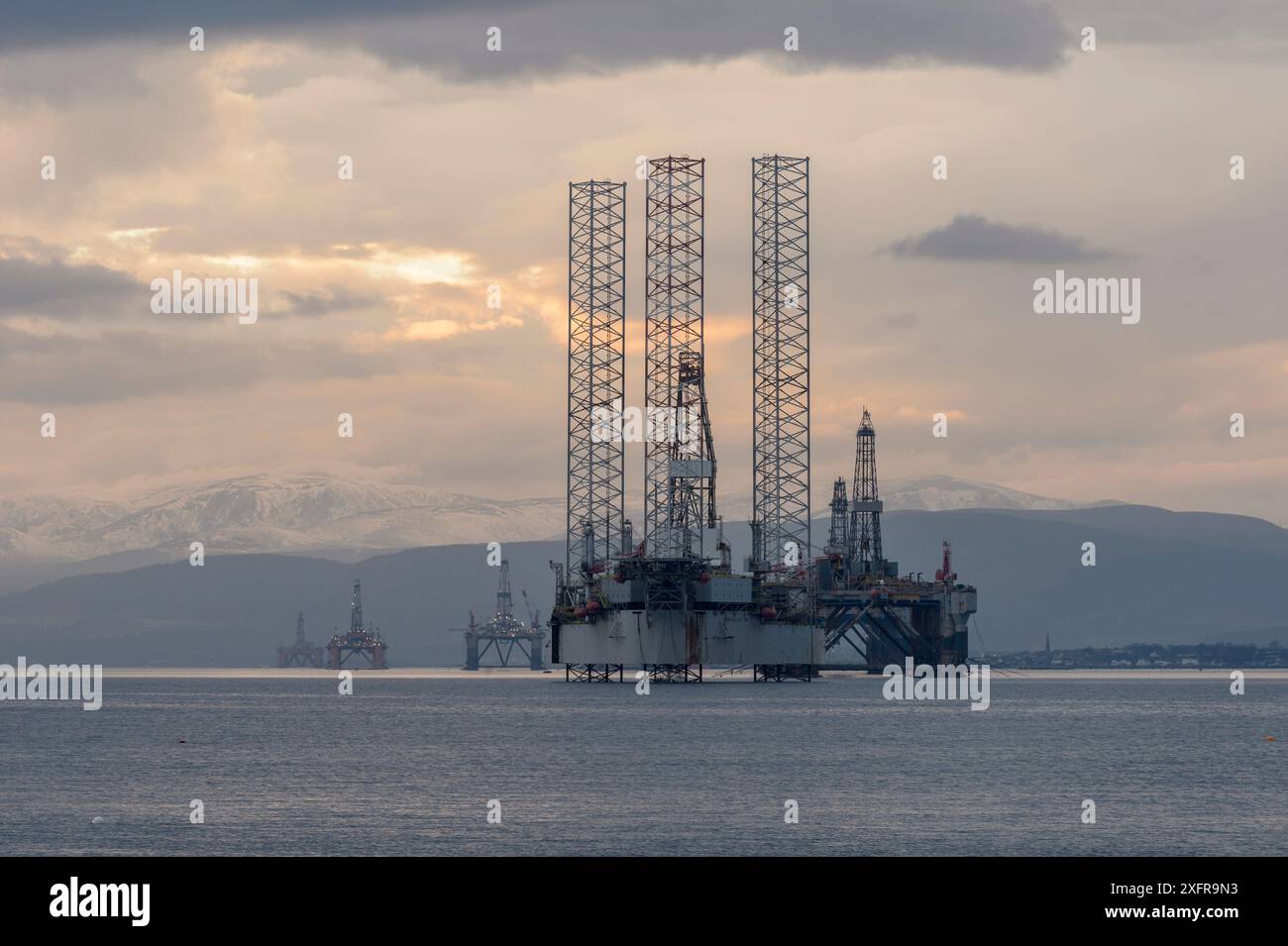 Decommissioned oil rigs. Cromarty Firth. Highlands, Scotland. September ...